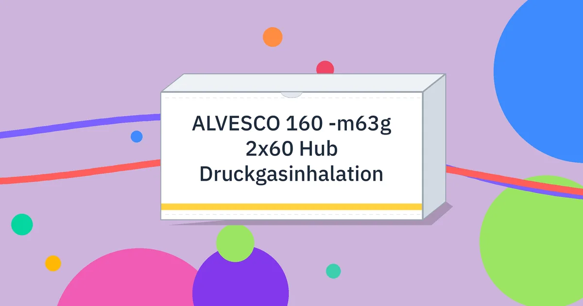 Symbolbild: Packung mit der Aufschrift ALVESCO 160 -m63g 2x60 Hub Druckgasinhalation (PZN 08839587) – Verfügbarkeit und Bezug in Apotheken in Frankfurt am Main