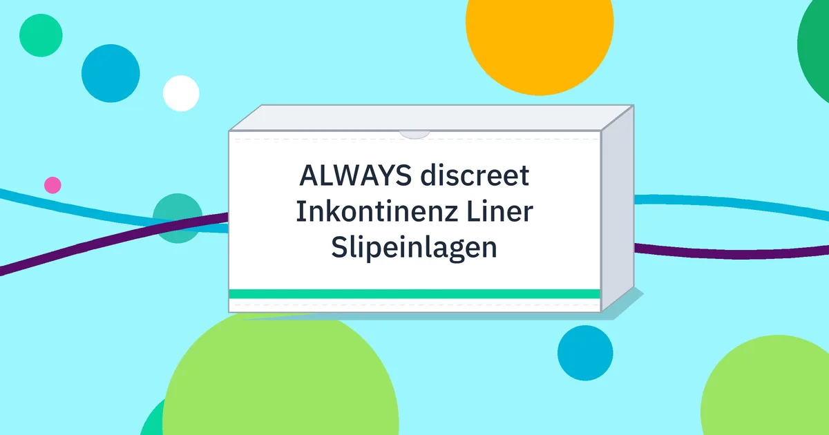 Symbolbild: Packung mit der Aufschrift ALWAYS discreet Inkontinenz Liner Slipeinlagen (PZN 11642730) – Verfügbarkeit und Bezug in Apotheken in Frankfurt am Main