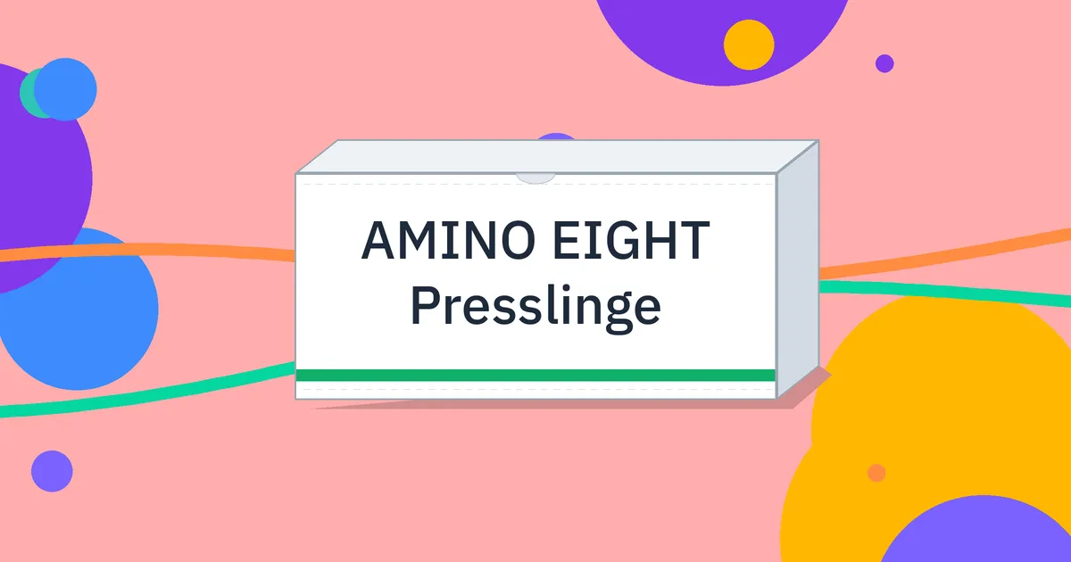 Symbolbild: Packung mit der Aufschrift AMINO EIGHT Presslinge (PZN 15743592) – Verfügbarkeit und Bezug in Apotheken in Frankfurt am Main