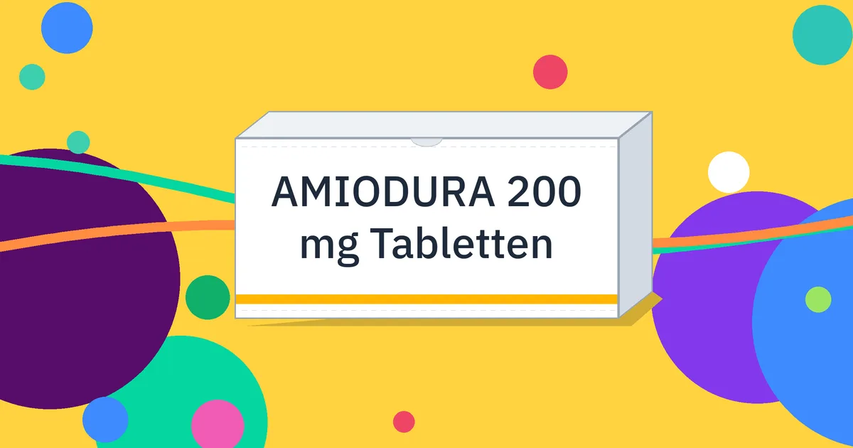 Symbolbild: Packung mit der Aufschrift AMIODURA 200 mg Tabletten (PZN 18850271) – Verfügbarkeit und Bezug in Apotheken in Frankfurt am Main
