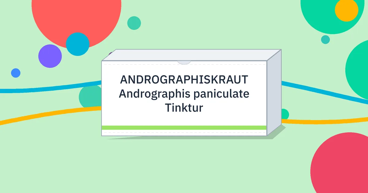 Symbolbild: Packung mit der Aufschrift ANDROGRAPHISKRAUT Andrographis paniculate Tinktur (PZN 18217881) – Verfügbarkeit und Bezug in Apotheken in Frankfurt am Main