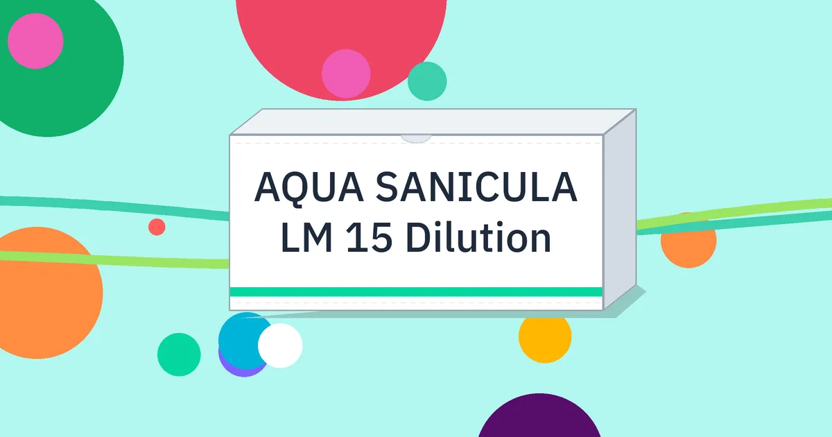 Symbolbild: Packung mit der Aufschrift AQUA SANICULA LM 15 Dilution (PZN 13381995) – Verfügbarkeit und Bezug in Apotheken in Frankfurt am Main