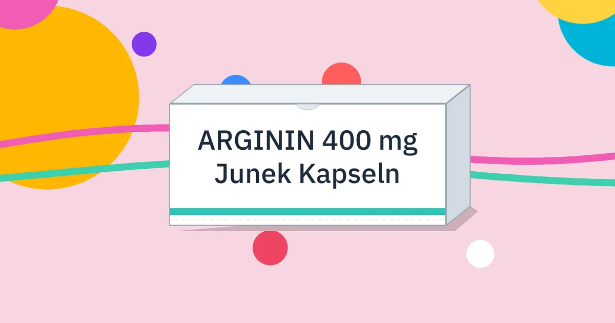 Symbolbild: Packung mit der Aufschrift ARGININ 400 mg Junek Kapseln (PZN 00132084) – Verfügbarkeit und Bezug in Apotheken in Frankfurt am Main