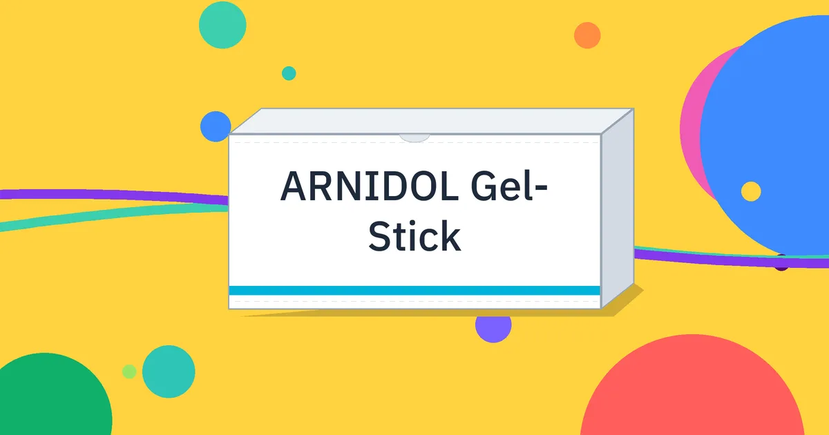 Symbolbild: Packung mit der Aufschrift ARNIDOL Gel-Stick (PZN 17592097) – Verfügbarkeit und Bezug in Apotheken in Frankfurt am Main