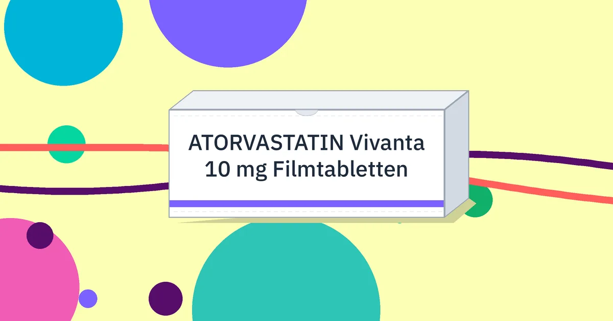Symbolbild: Packung mit der Aufschrift ATORVASTATIN Vivanta 10 mg Filmtabletten (PZN 16663300) – Verfügbarkeit und Bezug in Apotheken in Frankfurt am Main
