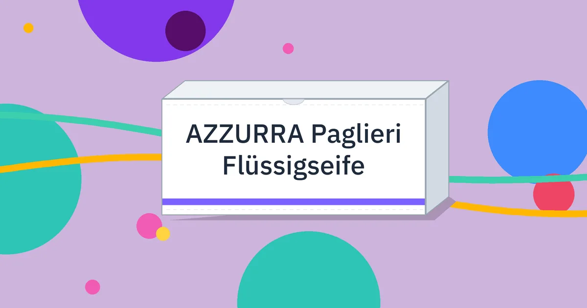 Symbolbild: Packung mit der Aufschrift AZZURRA Paglieri Flüssigseife (PZN 07624821) – Verfügbarkeit und Bezug in Apotheken in Frankfurt am Main