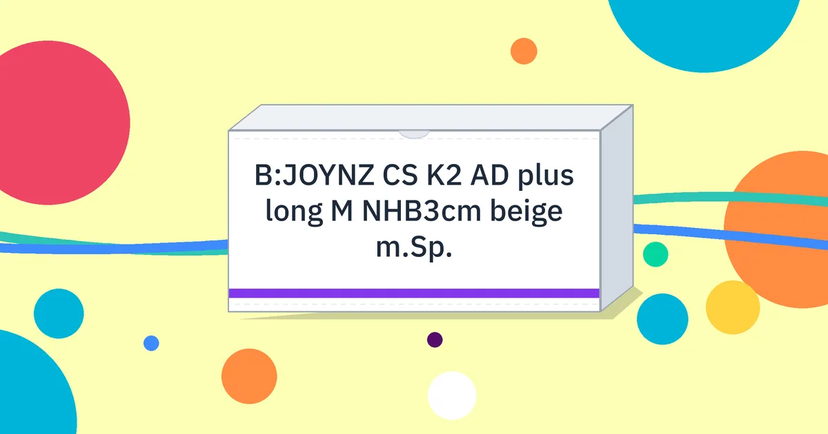 Symbolbild: Packung mit der Aufschrift B:JOYNZ CS K2 AD plus long M NHB3cm beige m.Sp. (PZN 20526891) – Verfügbarkeit und Bezug in Apotheken in Frankfurt am Main
