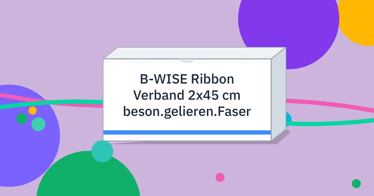 Symbolbild: Packung mit der Aufschrift B-WISE Ribbon Verband 2x45 cm beson.gelieren.Faser (PZN 19730563) – Verfügbarkeit und Bezug in Apotheken in Frankfurt am Main