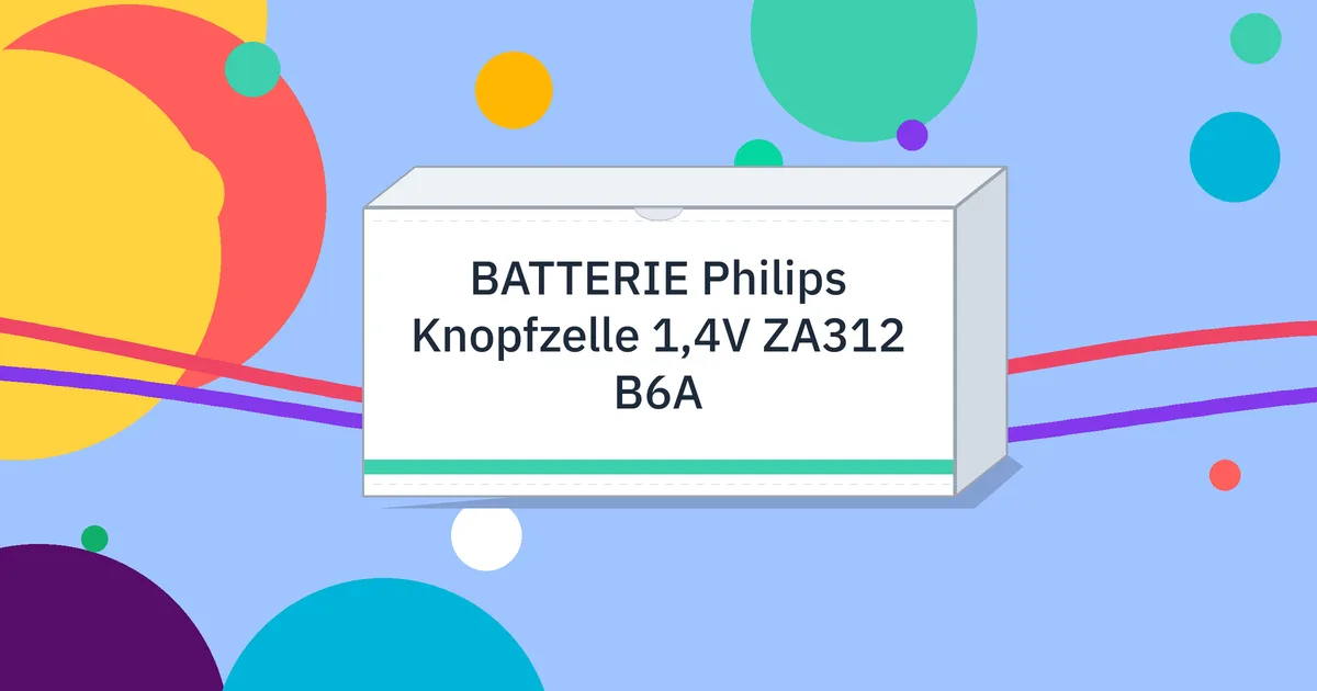 Symbolbild: Packung mit der Aufschrift BATTERIE Philips Knopfzelle 1,4V ZA312 B6A (PZN 08922868) – Verfügbarkeit und Bezug in Apotheken in Frankfurt am Main
