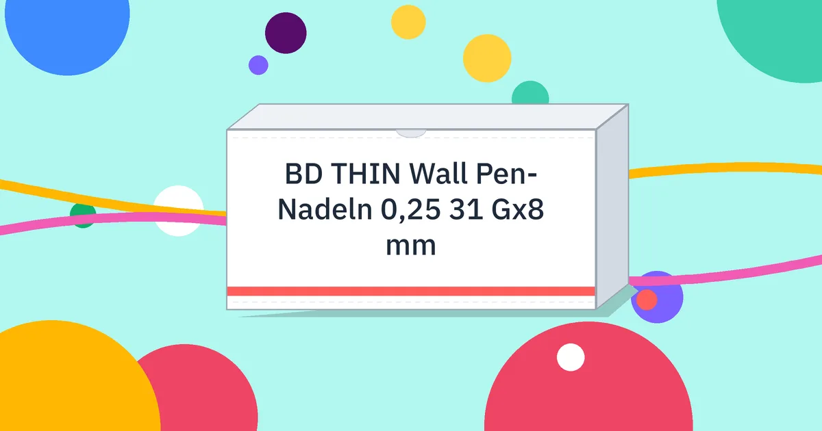 Symbolbild: Packung mit der Aufschrift BD THIN Wall Pen-Nadeln 0,25 31 Gx8 mm (PZN 12408976) – Verfügbarkeit und Bezug in Apotheken in Frankfurt am Main
