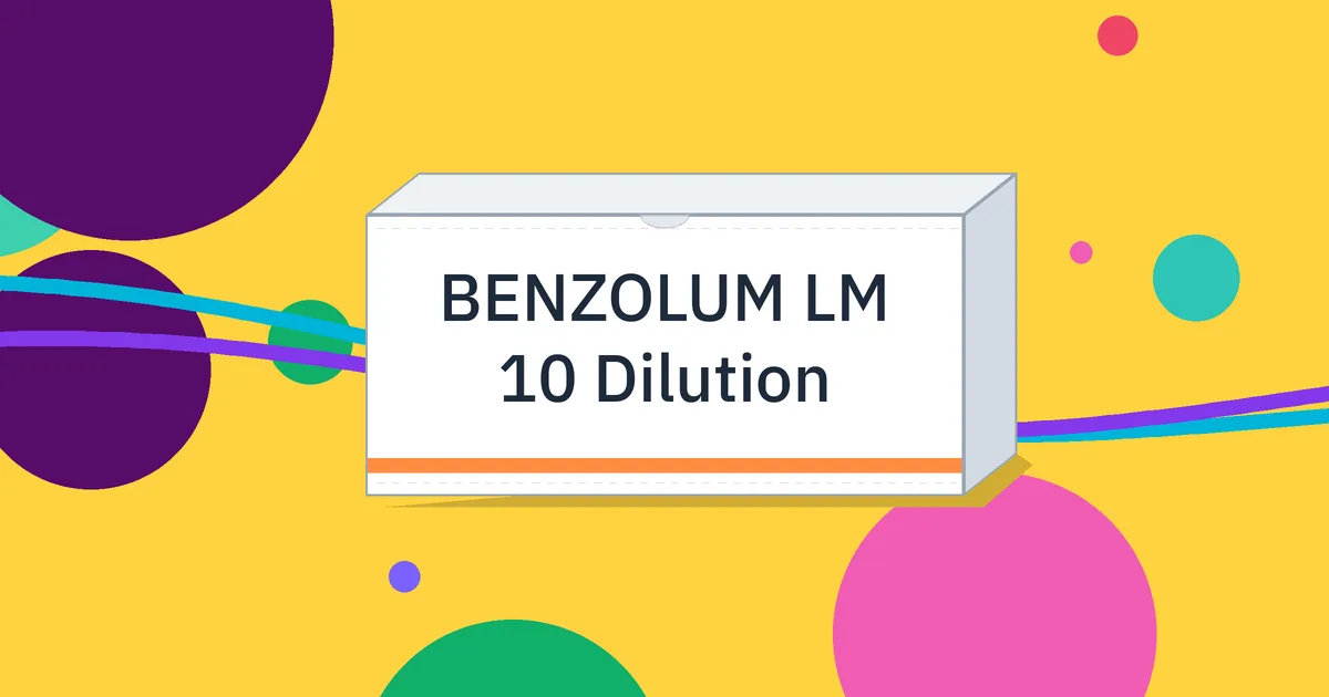 Symbolbild: Packung mit der Aufschrift BENZOLUM LM 10 Dilution (PZN 12792437) – Verfügbarkeit und Bezug in Apotheken in Frankfurt am Main