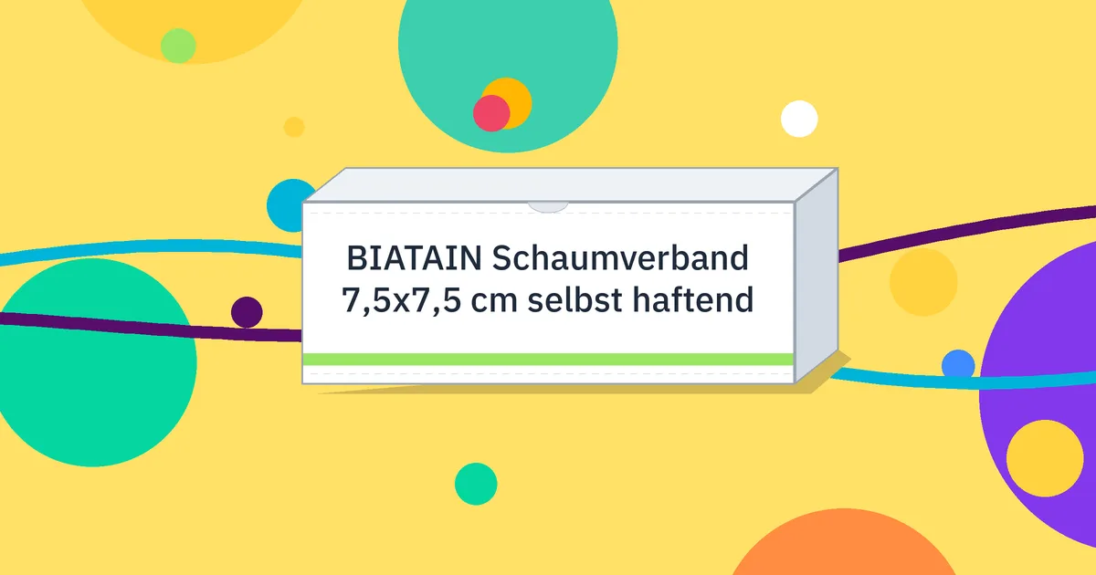 Symbolbild: Packung mit der Aufschrift BIATAIN Schaumverband 7,5x7,5 cm selbst haftend (PZN 17922086) – Verfügbarkeit und Bezug in Apotheken in Frankfurt am Main