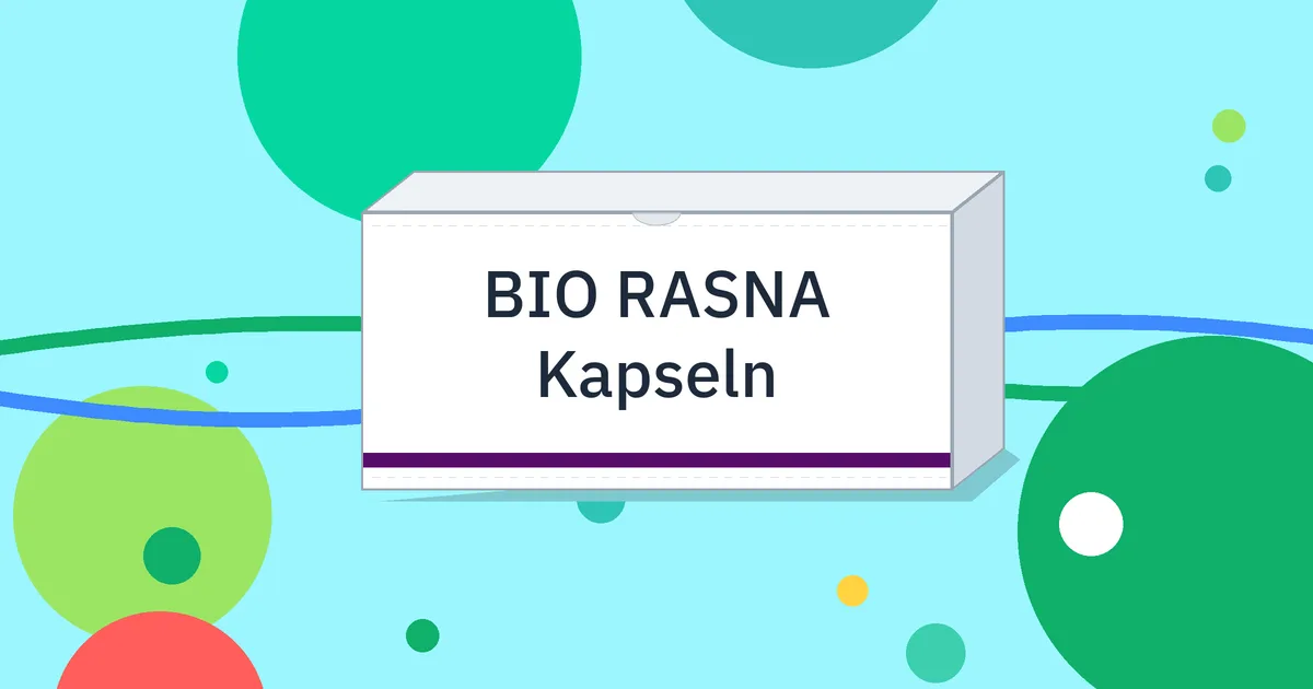 Symbolbild: Packung mit der Aufschrift BIO RASNA Kapseln (PZN 16707345) – Verfügbarkeit und Bezug in Apotheken in Frankfurt am Main