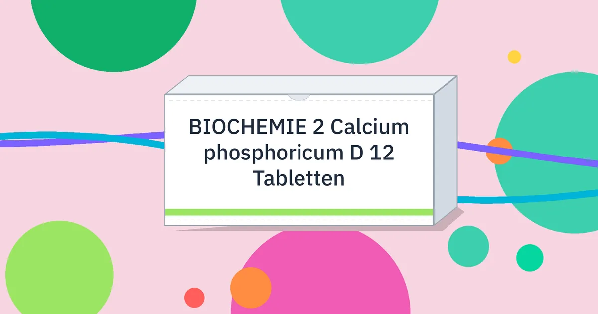 Symbolbild: Packung mit der Aufschrift BIOCHEMIE 2 Calcium phosphoricum D 12 Tabletten (PZN 04325319) – Verfügbarkeit und Bezug in Apotheken in Frankfurt am Main