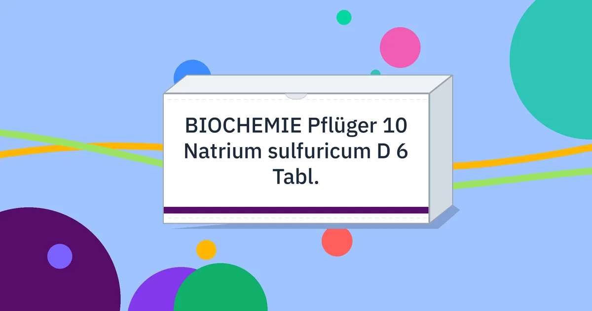 Symbolbild: Packung mit der Aufschrift BIOCHEMIE Pflüger 10 Natrium sulfuricum D 6 Tabl. (PZN 06319671) – Verfügbarkeit und Bezug in Apotheken in Frankfurt am Main
