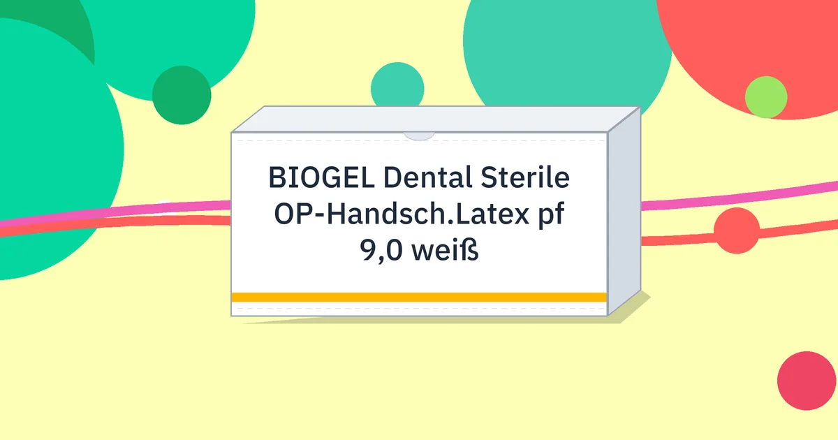 Symbolbild: Packung mit der Aufschrift BIOGEL Dental Sterile OP-Handsch.Latex pf 9,0 weiß (PZN 19496274) – Verfügbarkeit und Bezug in Apotheken in Frankfurt am Main