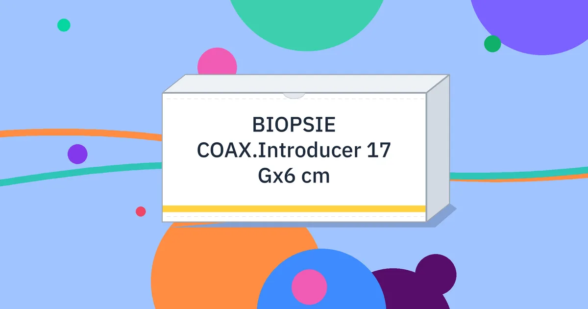 Symbolbild: Packung mit der Aufschrift BIOPSIE COAX.Introducer 17 Gx6 cm (PZN 18763856) – Verfügbarkeit und Bezug in Apotheken in Frankfurt am Main