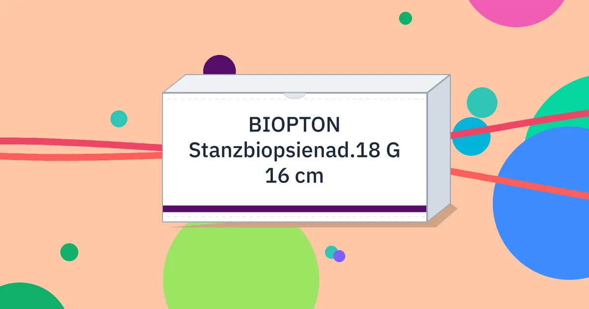 Symbolbild: Packung mit der Aufschrift BIOPTON Stanzbiopsienad.18 G 16 cm (PZN 00437398) – Verfügbarkeit und Bezug in Apotheken in Frankfurt am Main