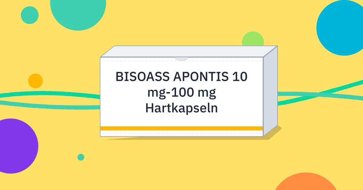 Symbolbild: Packung mit der Aufschrift BISOASS APONTIS 10 mg-100 mg Hartkapseln (PZN 18798582) – Verfügbarkeit und Bezug in Apotheken in Frankfurt am Main