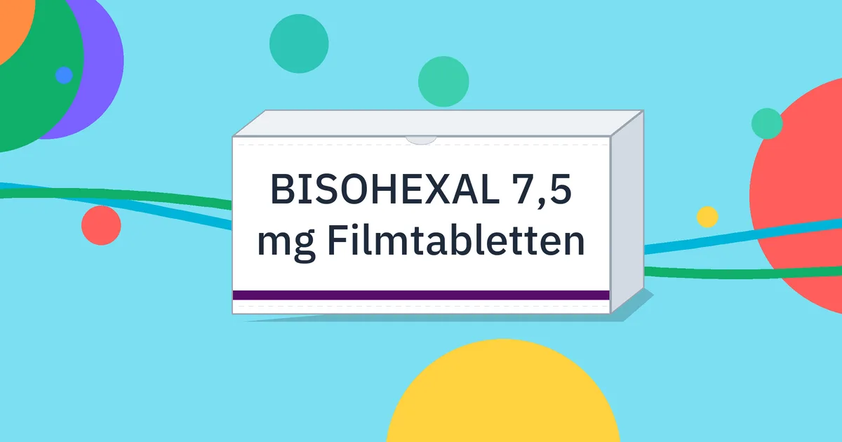 Symbolbild: Packung mit der Aufschrift BISOHEXAL 7,5 mg Filmtabletten (PZN 04152652) – Verfügbarkeit und Bezug in Apotheken in Frankfurt am Main