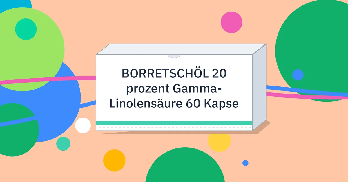 Symbolbild: Packung mit der Aufschrift BORRETSCHÖL 20 prozent Gamma-Linolensäure 60 Kapse (PZN 12471816) – Verfügbarkeit und Bezug in Apotheken in Frankfurt am Main