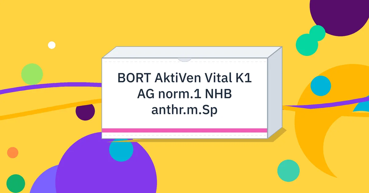 Symbolbild: Packung mit der Aufschrift BORT AktiVen Vital K1 AG norm.1 NHB anthr.m.Sp (PZN 13733767) – Verfügbarkeit und Bezug in Apotheken in Frankfurt am Main