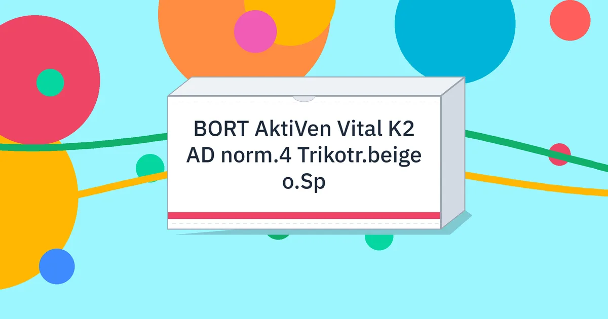 Symbolbild: Packung mit der Aufschrift BORT AktiVen Vital K2 AD norm.4 Trikotr.beige o.Sp (PZN 13727005) – Verfügbarkeit und Bezug in Apotheken in Frankfurt am Main