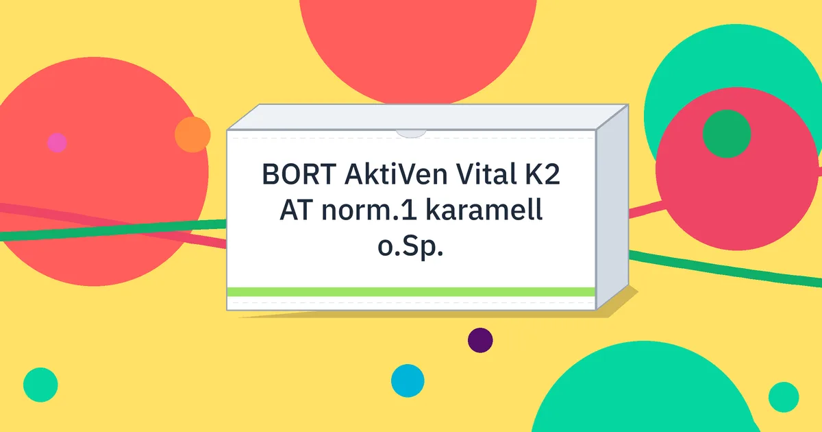 Symbolbild: Packung mit der Aufschrift BORT AktiVen Vital K2 AT norm.1 karamell o.Sp. (PZN 13737570) – Verfügbarkeit und Bezug in Apotheken in Frankfurt am Main