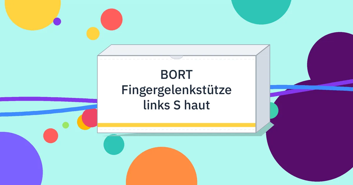 Symbolbild: Packung mit der Aufschrift BORT Fingergelenkstütze links S haut (PZN 03173422) – Verfügbarkeit und Bezug in Apotheken in Frankfurt am Main