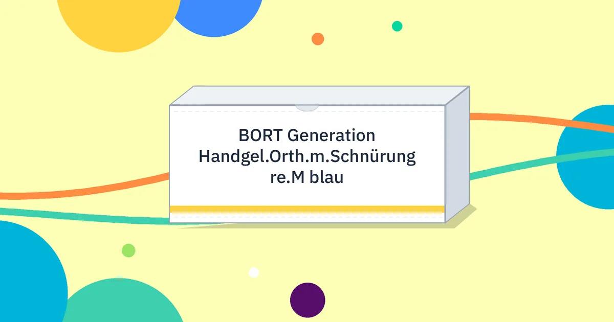 Symbolbild: Packung mit der Aufschrift BORT Generation Handgel.Orth.m.Schnürung re.M blau (PZN 18114804) – Verfügbarkeit und Bezug in Apotheken in Frankfurt am Main