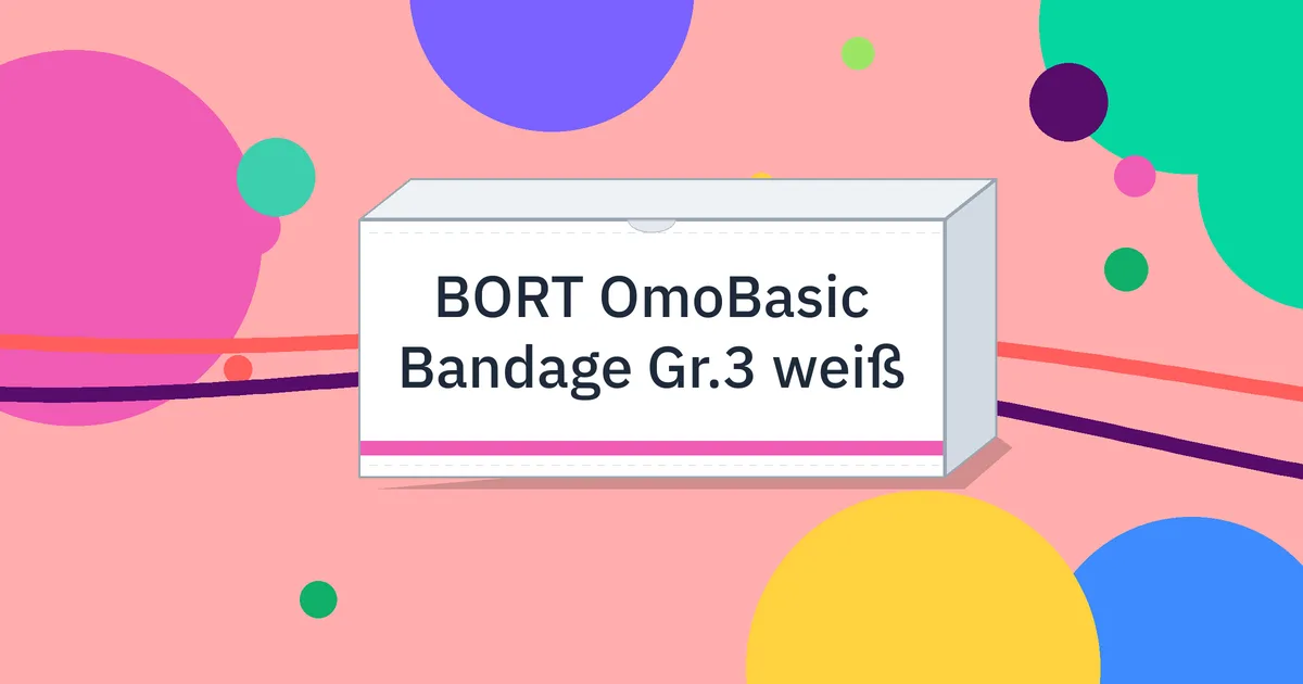 Symbolbild: Packung mit der Aufschrift BORT OmoBasic Bandage Gr.3 weiß (PZN 05539264) – Verfügbarkeit und Bezug in Apotheken in Frankfurt am Main