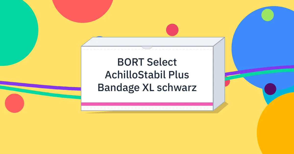 Symbolbild: Packung mit der Aufschrift BORT Select AchilloStabil Plus Bandage XL schwarz (PZN 09443503) – Verfügbarkeit und Bezug in Apotheken in Frankfurt am Main