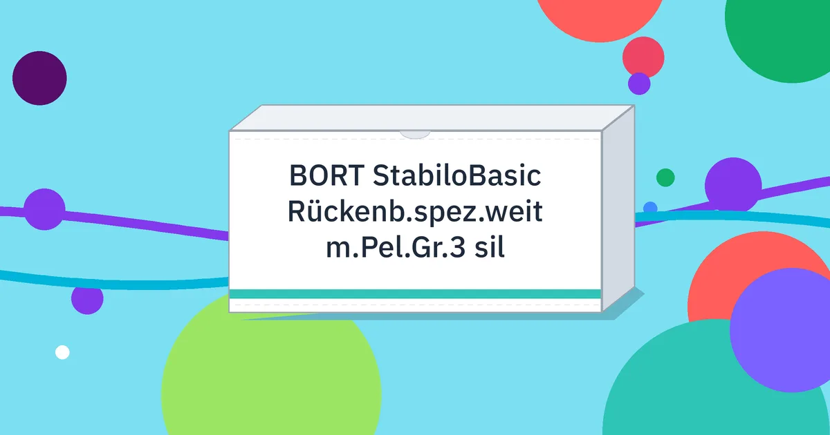 Symbolbild: Packung mit der Aufschrift BORT StabiloBasic Rückenb.spez.weit m.Pel.Gr.3 sil (PZN 18270355) – Verfügbarkeit und Bezug in Apotheken in Frankfurt am Main