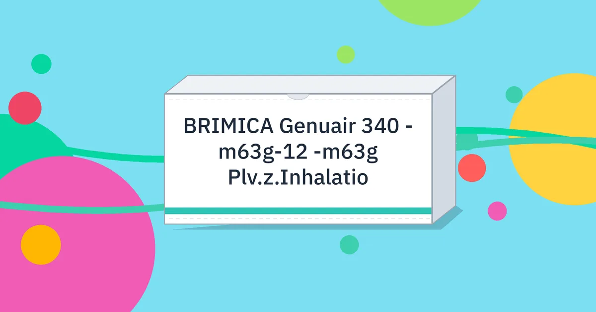 Symbolbild: Packung mit der Aufschrift BRIMICA Genuair 340 -m63g-12 -m63g Plv.z.Inhalatio (PZN 16007441) – Verfügbarkeit und Bezug in Apotheken in Frankfurt am Main