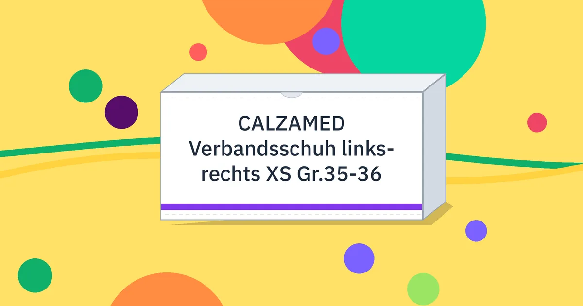 Symbolbild: Packung mit der Aufschrift CALZAMED Verbandsschuh links-rechts XS Gr.35-36 (PZN 17197455) – Verfügbarkeit und Bezug in Apotheken in Frankfurt am Main