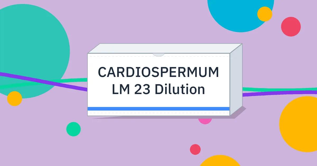 Symbolbild: Packung mit der Aufschrift CARDIOSPERMUM LM 23 Dilution (PZN 12810448) – Verfügbarkeit und Bezug in Apotheken in Frankfurt am Main