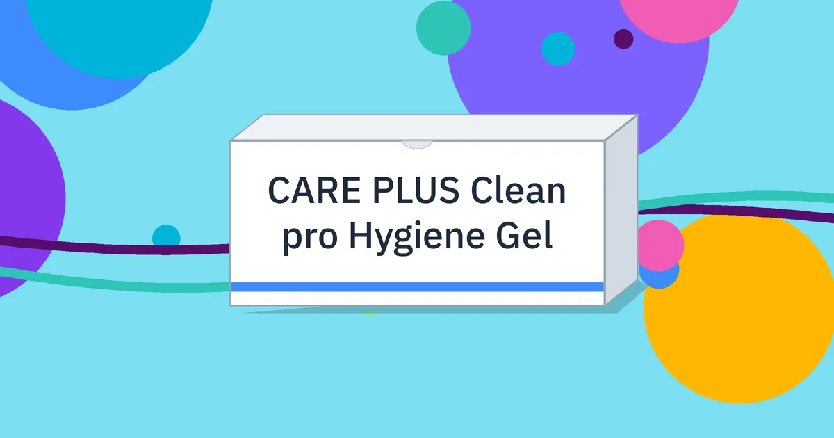 Symbolbild: Packung mit der Aufschrift CARE PLUS Clean pro Hygiene Gel (PZN 09715999) – Verfügbarkeit und Bezug in Apotheken in Frankfurt am Main