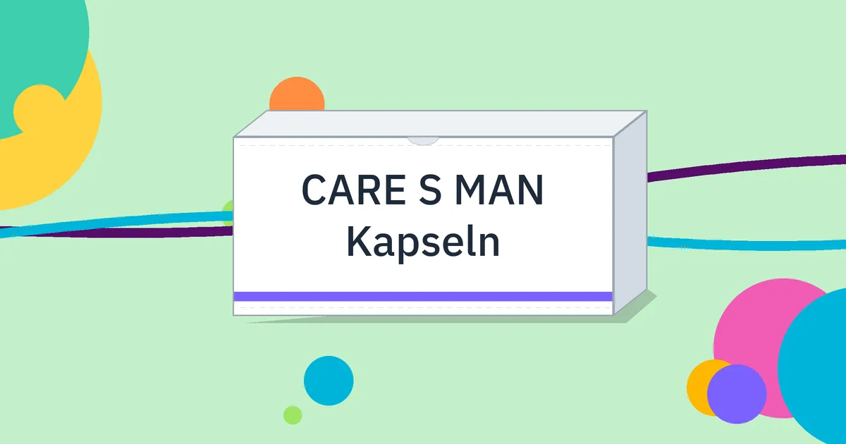 Symbolbild: Packung mit der Aufschrift CARE S MAN Kapseln (PZN 17834465) – Verfügbarkeit und Bezug in Apotheken in Frankfurt am Main