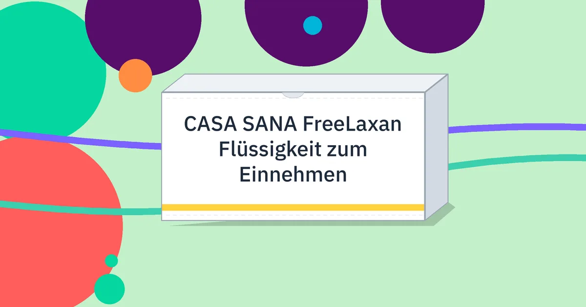 Symbolbild: Packung mit der Aufschrift CASA SANA FreeLaxan Flüssigkeit zum Einnehmen (PZN 17549782) – Verfügbarkeit und Bezug in Apotheken in Frankfurt am Main