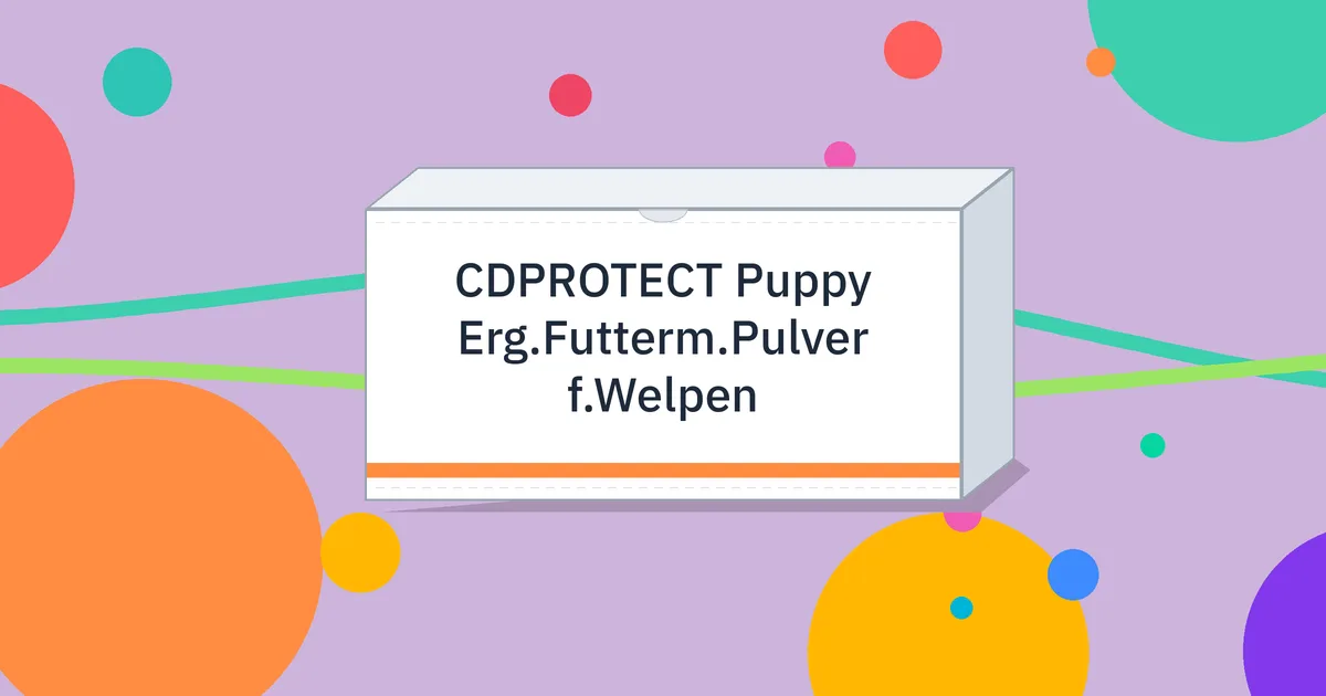 Symbolbild: Packung mit der Aufschrift CDPROTECT Puppy Erg.Futterm.Pulver f.Welpen (PZN 20326175) – Verfügbarkeit und Bezug in Apotheken in Frankfurt am Main