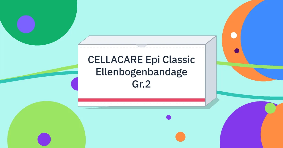 Symbolbild: Packung mit der Aufschrift CELLACARE Epi Classic Ellenbogenbandage Gr.2 (PZN 12648031) – Verfügbarkeit und Bezug in Apotheken in Frankfurt am Main