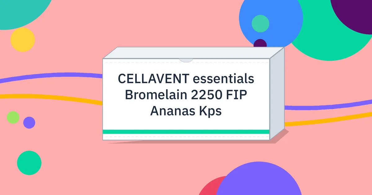 Symbolbild: Packung mit der Aufschrift CELLAVENT essentials Bromelain 2250 FIP Ananas Kps (PZN 18800310) – Verfügbarkeit und Bezug in Apotheken in Frankfurt am Main