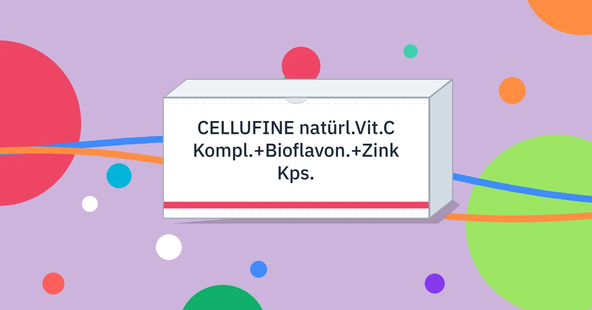 Symbolbild: Packung mit der Aufschrift CELLUFINE natürl.Vit.C Kompl.+Bioflavon.+Zink Kps. (PZN 17304537) – Verfügbarkeit und Bezug in Apotheken in Frankfurt am Main