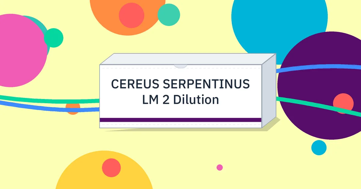 Symbolbild: Packung mit der Aufschrift CEREUS SERPENTINUS LM 2 Dilution (PZN 13437431) – Verfügbarkeit und Bezug in Apotheken in Frankfurt am Main