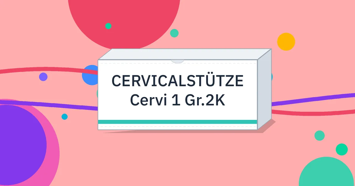 Symbolbild: Packung mit der Aufschrift CERVICALSTÜTZE Cervi 1 Gr.2K (PZN 05042196) – Verfügbarkeit und Bezug in Apotheken in Frankfurt am Main