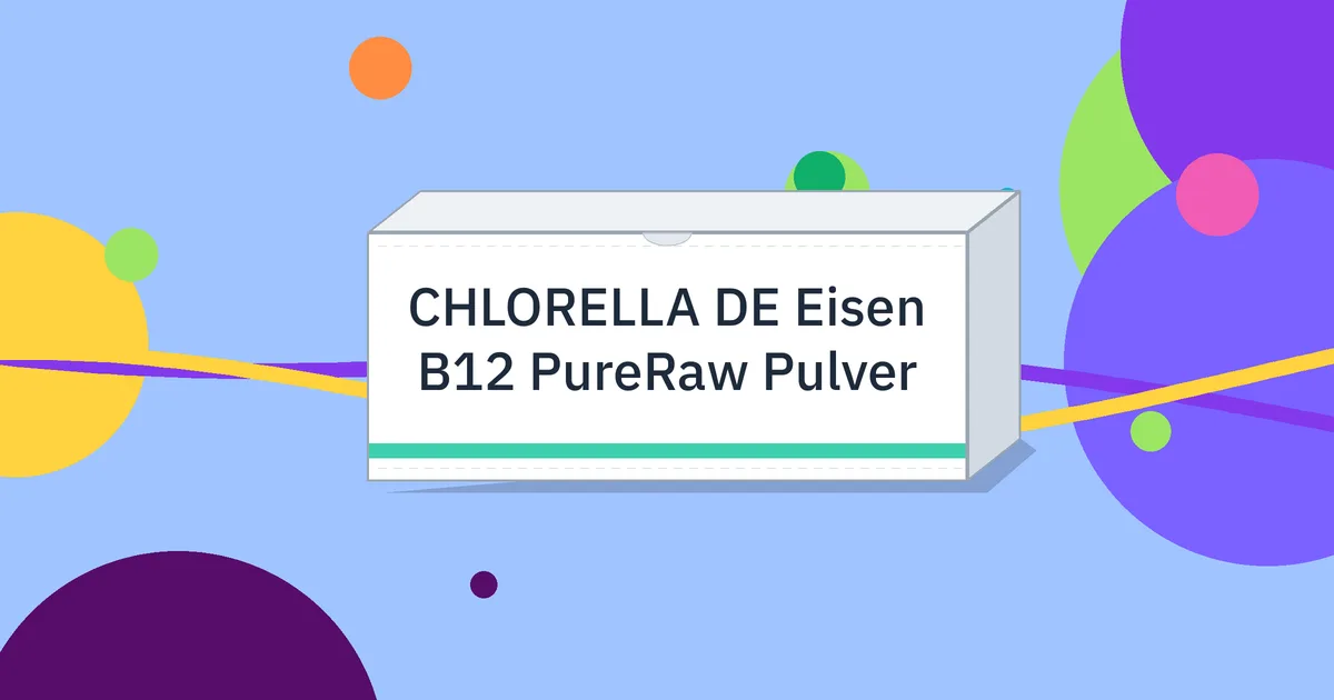 Symbolbild: Packung mit der Aufschrift CHLORELLA DE Eisen B12 PureRaw Pulver (PZN 16805680) – Verfügbarkeit und Bezug in Apotheken in Frankfurt am Main