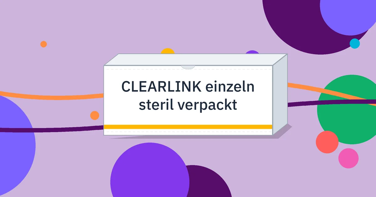 Symbolbild: Packung mit der Aufschrift CLEARLINK einzeln steril verpackt (PZN 03835403) – Verfügbarkeit und Bezug in Apotheken in Frankfurt am Main