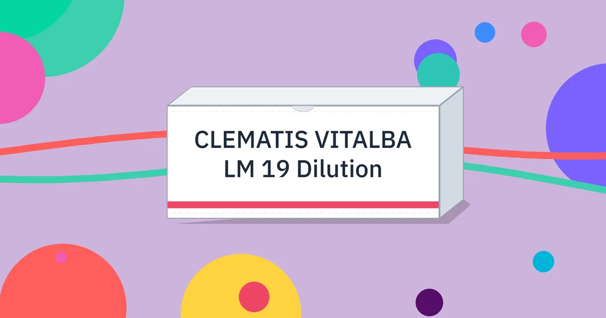 Symbolbild: Packung mit der Aufschrift CLEMATIS VITALBA LM 19 Dilution (PZN 13447435) – Verfügbarkeit und Bezug in Apotheken in Frankfurt am Main