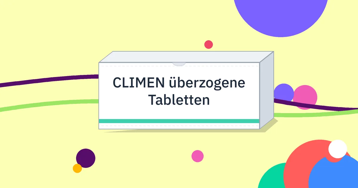 Symbolbild: Packung mit der Aufschrift CLIMEN überzogene Tabletten (PZN 06339389) – Verfügbarkeit und Bezug in Apotheken in Frankfurt am Main