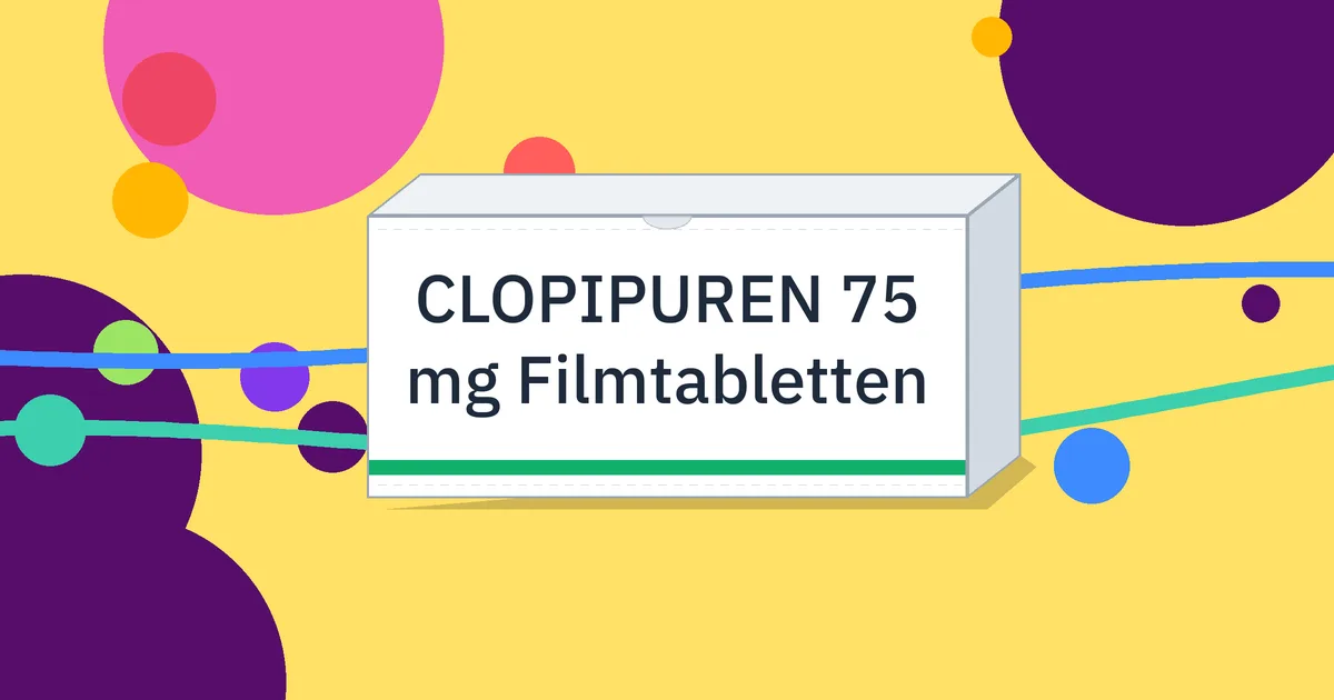 Symbolbild: Packung mit der Aufschrift CLOPIPUREN 75 mg Filmtabletten (PZN 12893730) – Verfügbarkeit und Bezug in Apotheken in Frankfurt am Main